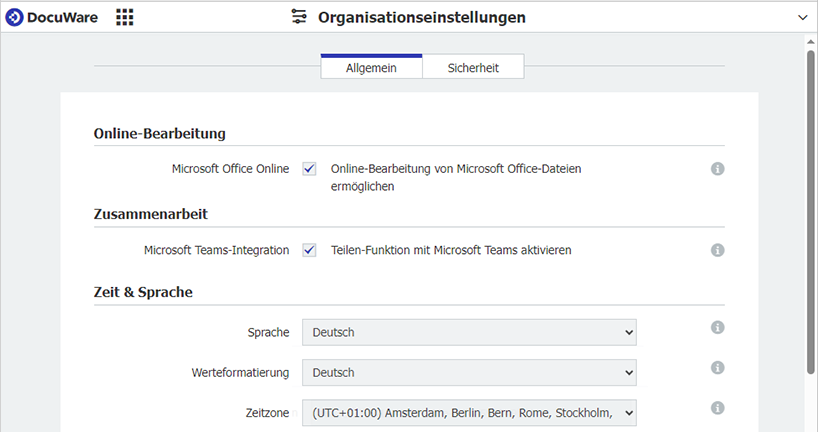 Funktionen und Sicherheit für Ihr System – die Organisationseinstellungen